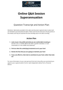 BSW Connect - Superannuation Q&A - BSW Connect | Collaborate | Celebrate